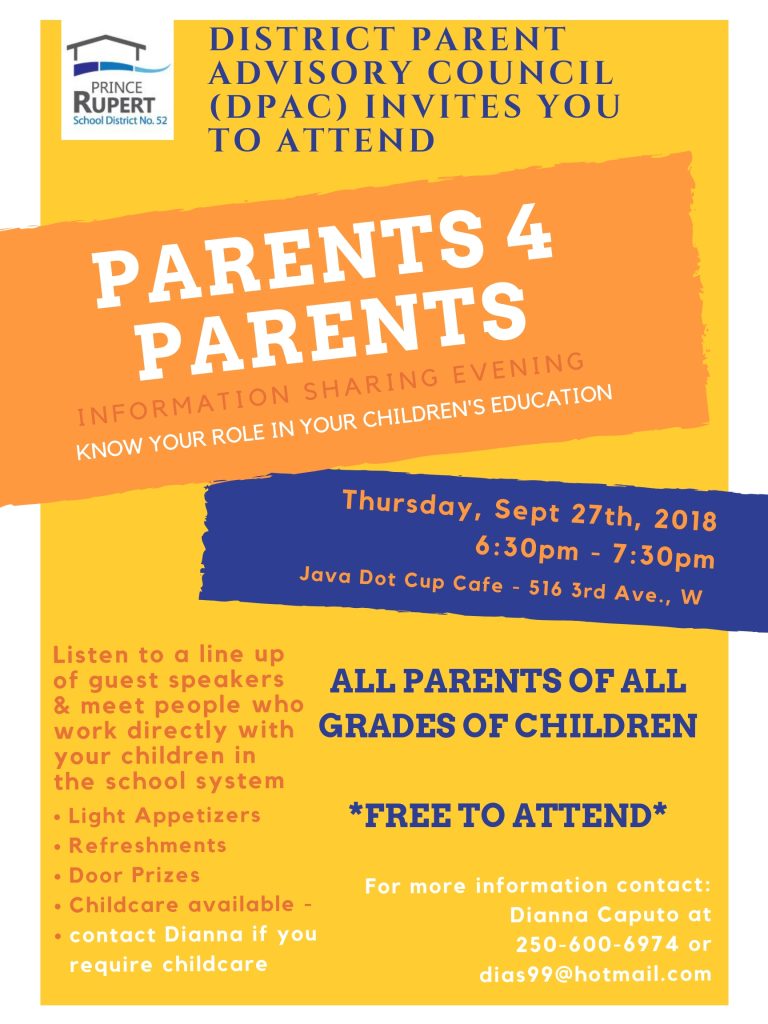 Parents 4 Parents – Information Sharing Event | SD52 Website