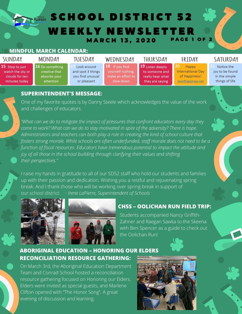 Weekly Newsletter | SD52 Website