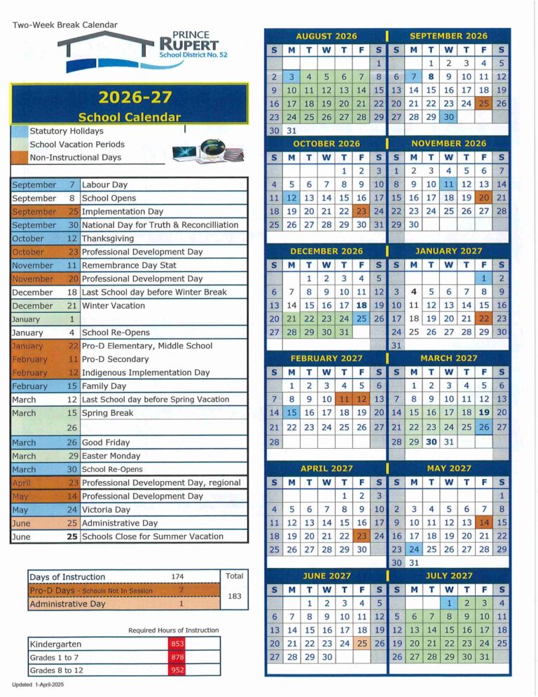 District Calendar | SD52 Website