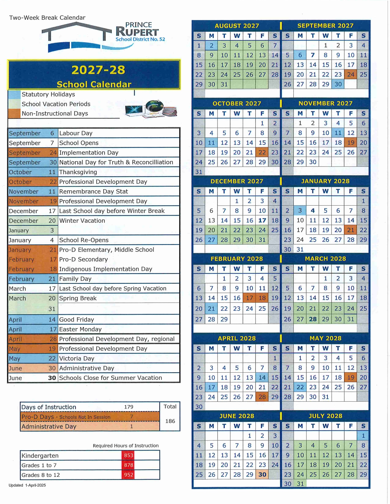 District Calendar | SD52 Website